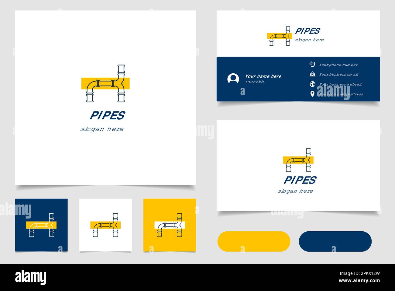 Pipes logo design with editable slogan. Branding book and business card ...