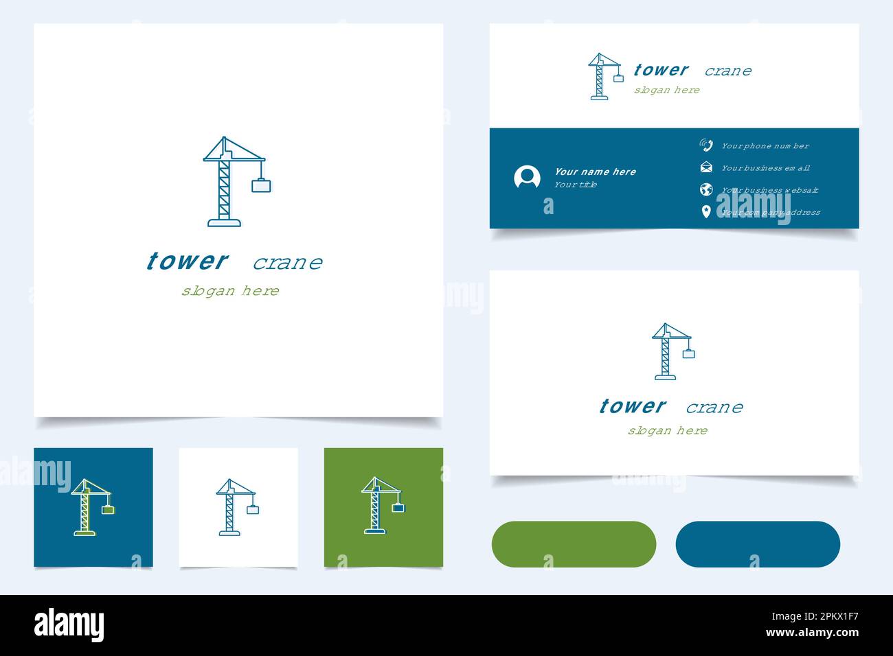 Tower crane logo design with editable slogan. Branding book and ...