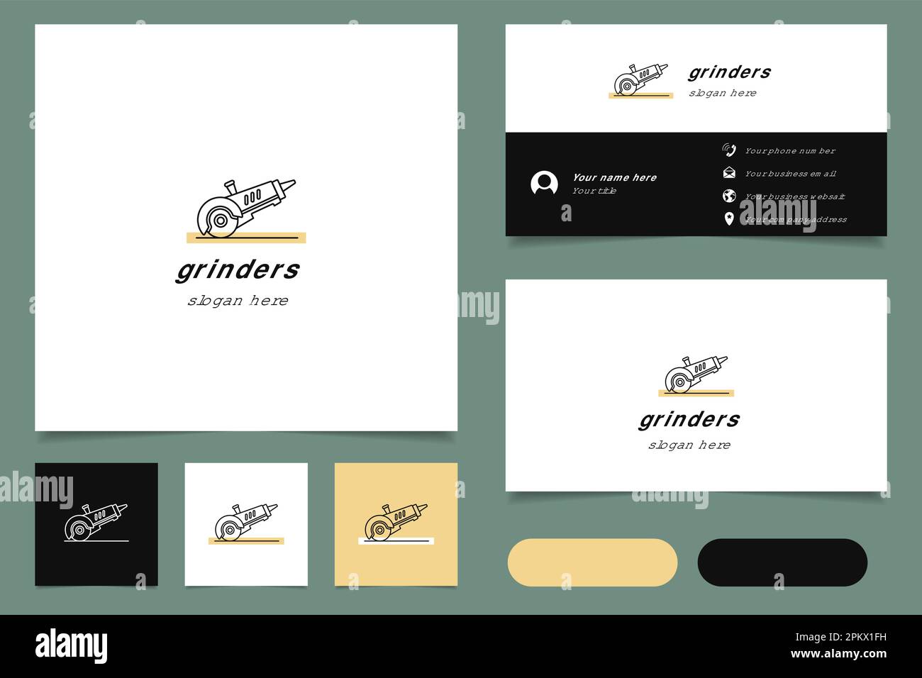 Grinders logo design with editable slogan. Branding book and business ...