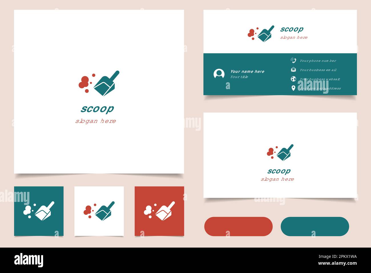 Scoop logo design with editable slogan. Branding book and business card ...