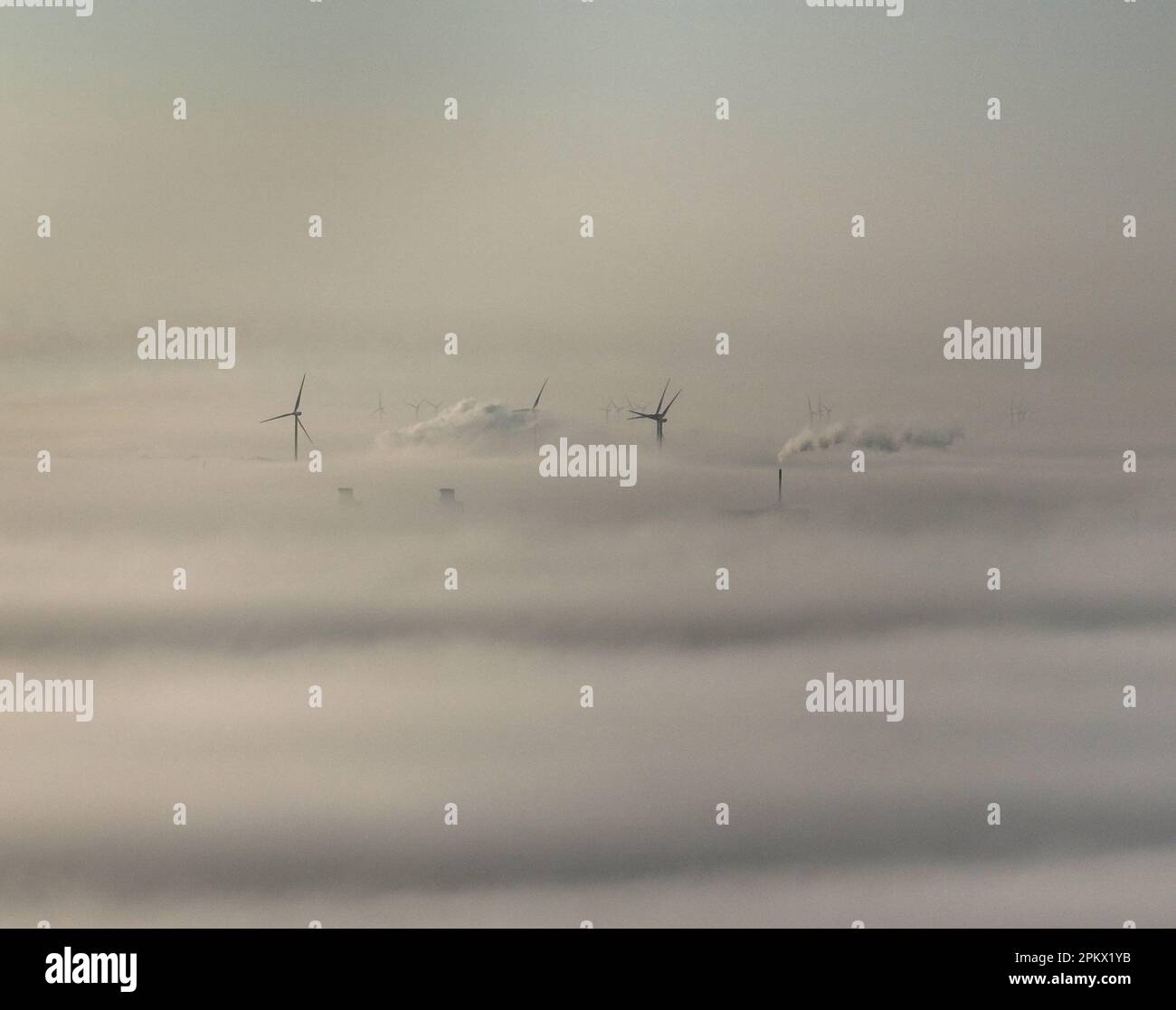 Peterborough, UK. 08th Apr, 2023. A blanket of fog covers Peterborough ...