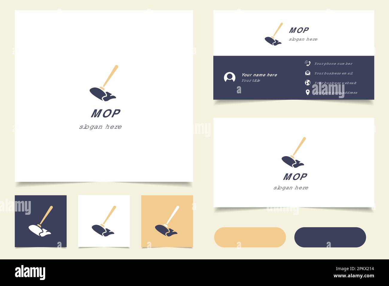 Mop logo design with editable slogan. Branding book and business card ...