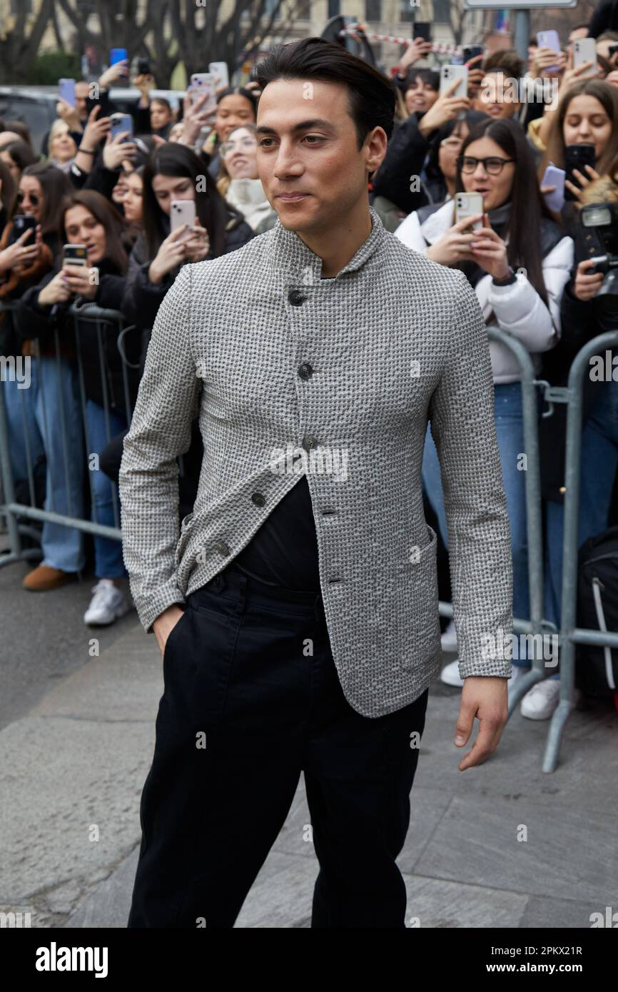 MILAN, ITALY - FEBRUARY 23, 2023: Matteo Paolillo before Emporio Armani ...
