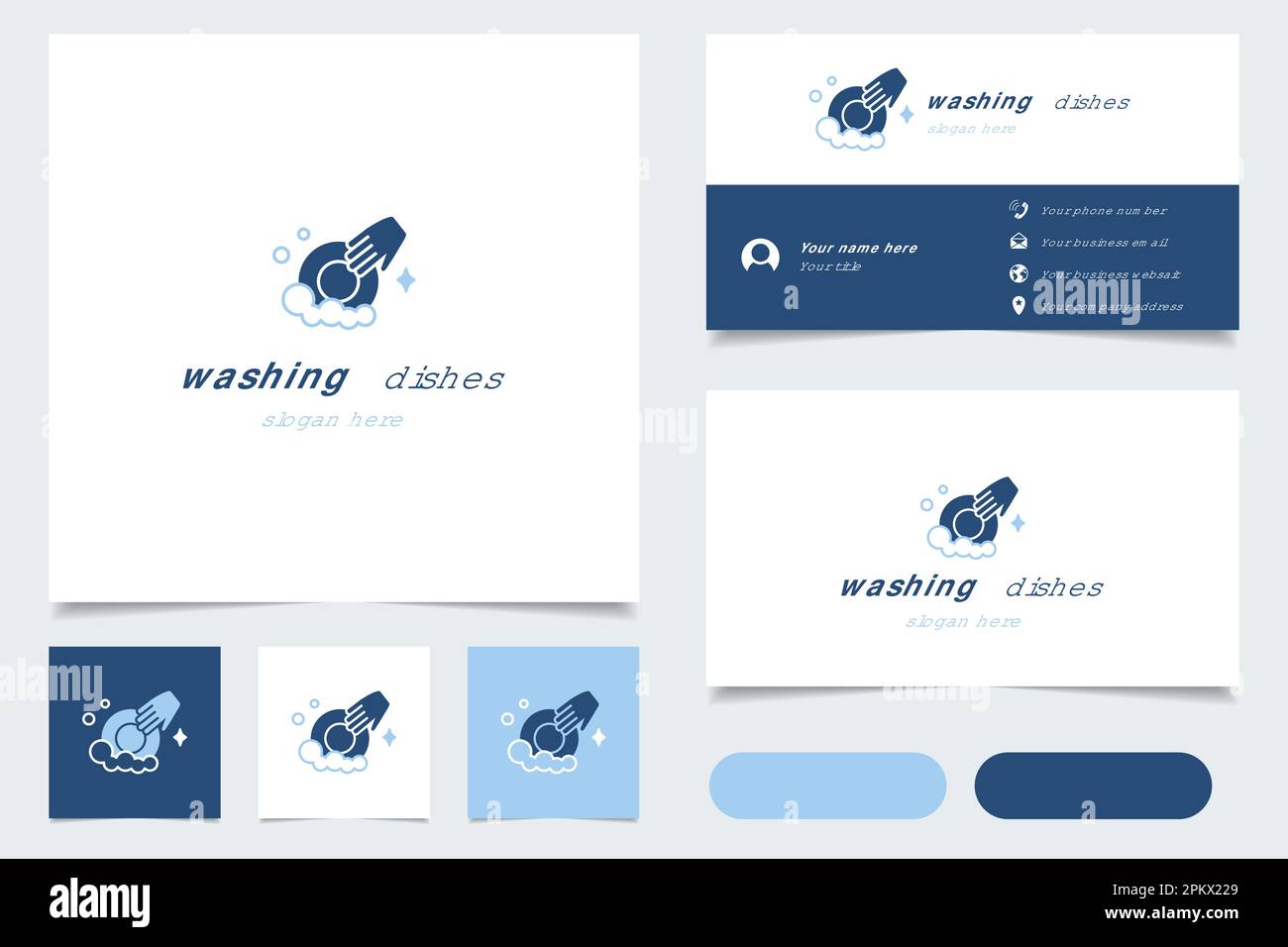 Washing dishes logo design with editable slogan. Branding book and ...