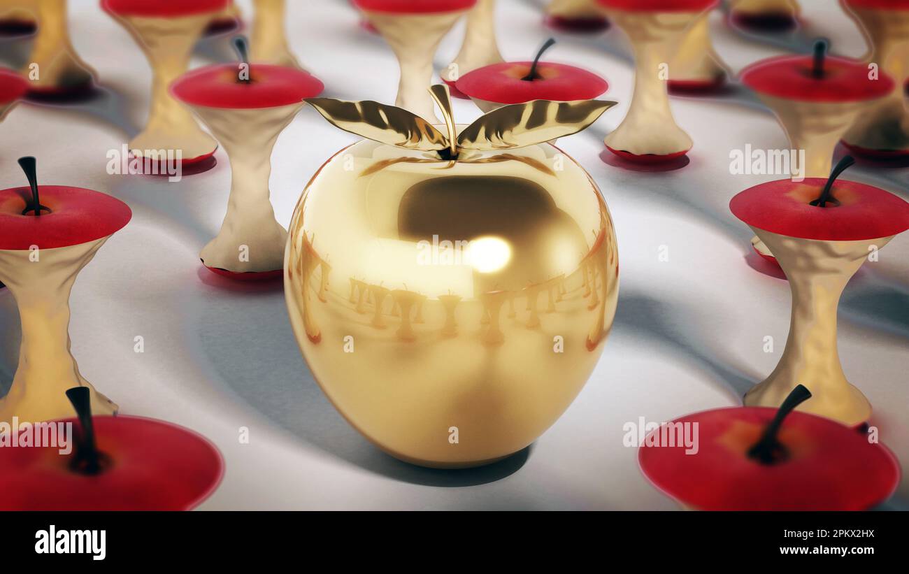 Gold apple fruit treasure hi-res stock photography and images - Alamy