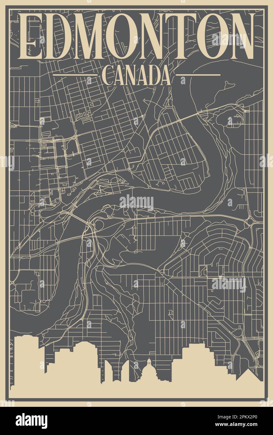 Road network poster of the downtown EDMONTON, CANADA Stock Vector Image ...