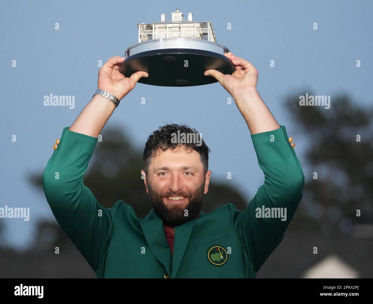 Augusta, USA. 9th Apr, 2023. Jon Rahm of Spain reacts with trophy ...