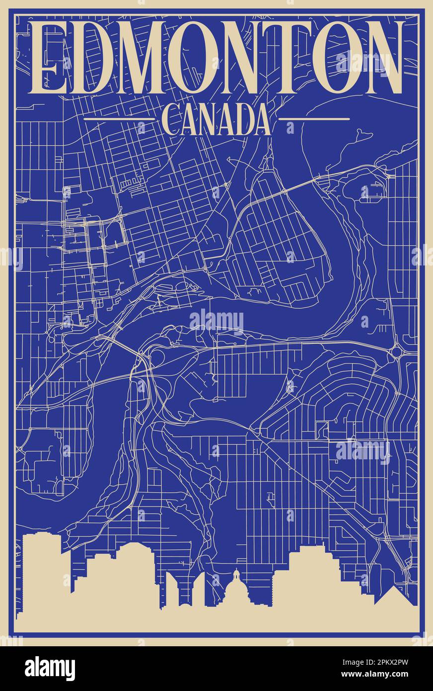 Road network poster of the downtown EDMONTON, CANADA Stock Vector Image ...