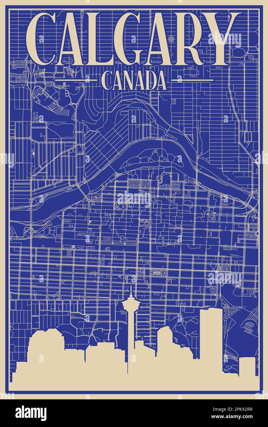 Road network poster of the downtown CALGARY, CANADA Stock Vector Image ...