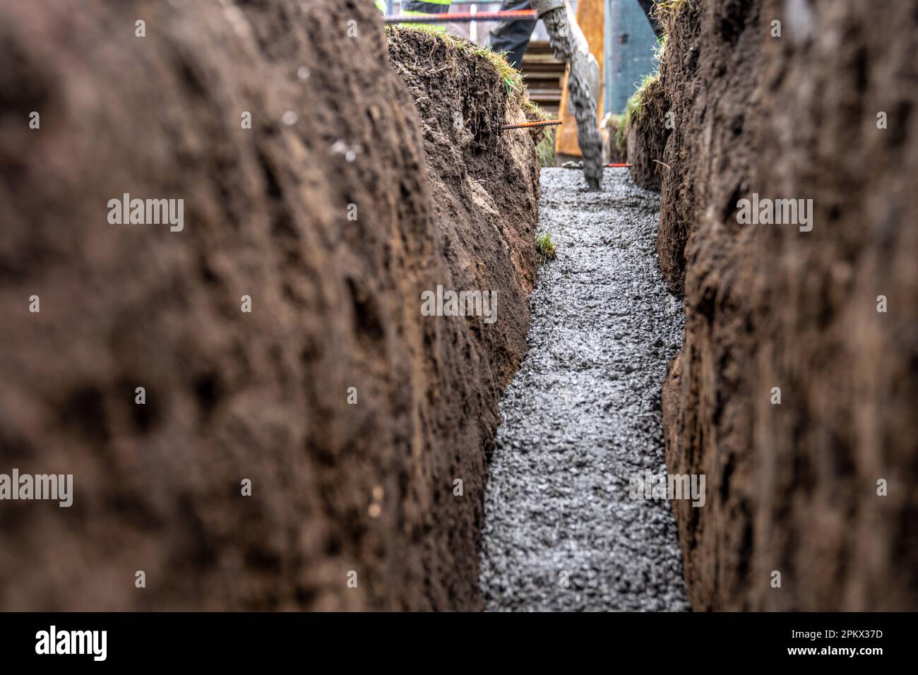 concrete in the ground for the foundation of the building Stock Photo ...