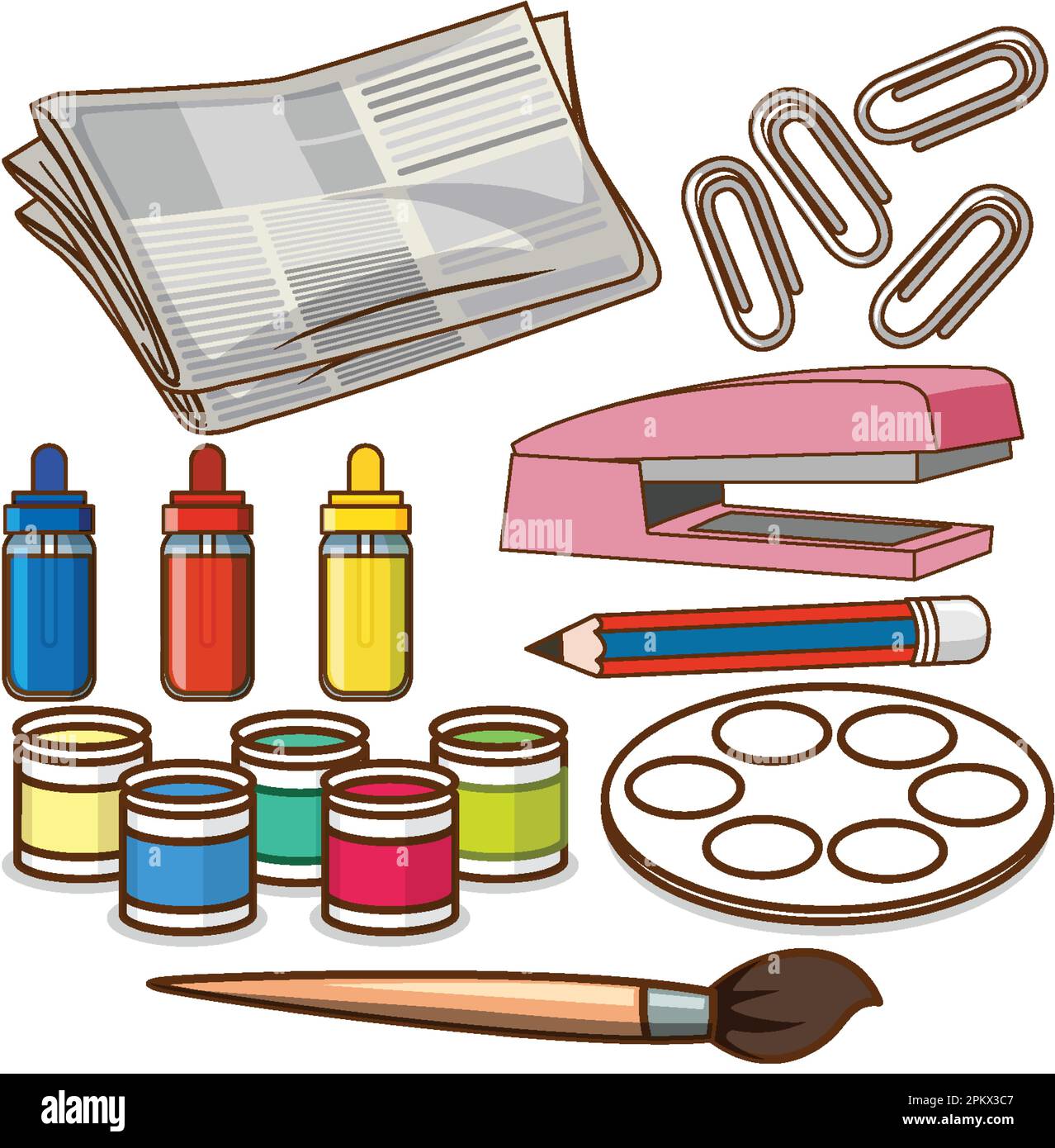 Set of stationery simple cartoon illustration Stock Vector Image & Art ...