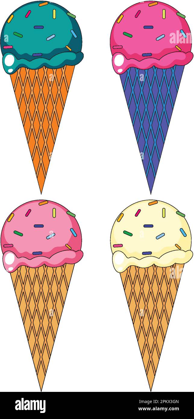 Different ice cream cones illustration Stock Vector Image & Art - Alamy