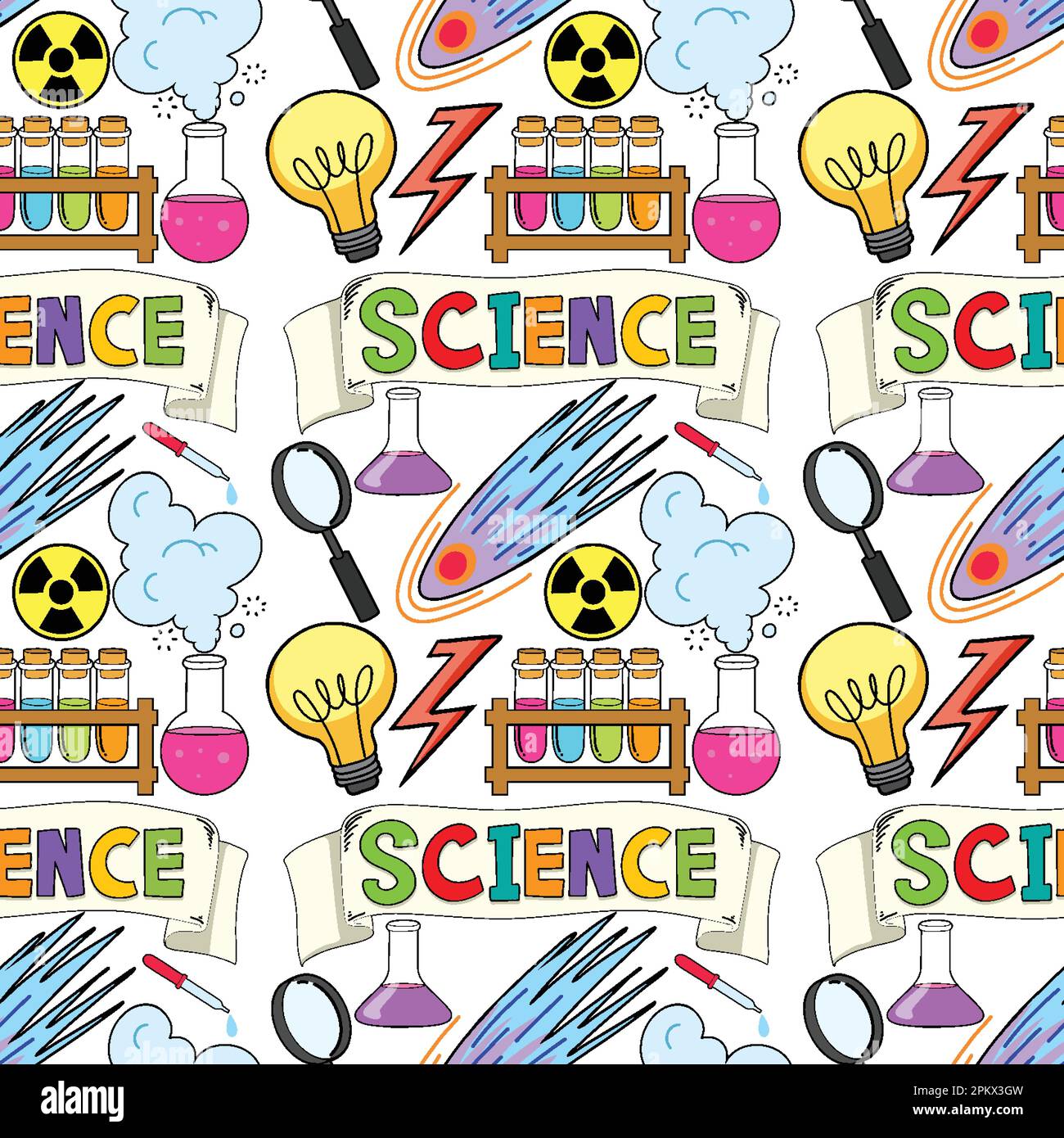 Science Objects and Icons Seamless Pattern illustration Stock Vector ...