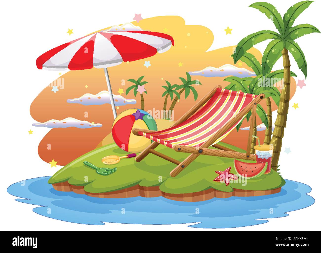 Summer beach scene template illustration Stock Vector Image & Art - Alamy