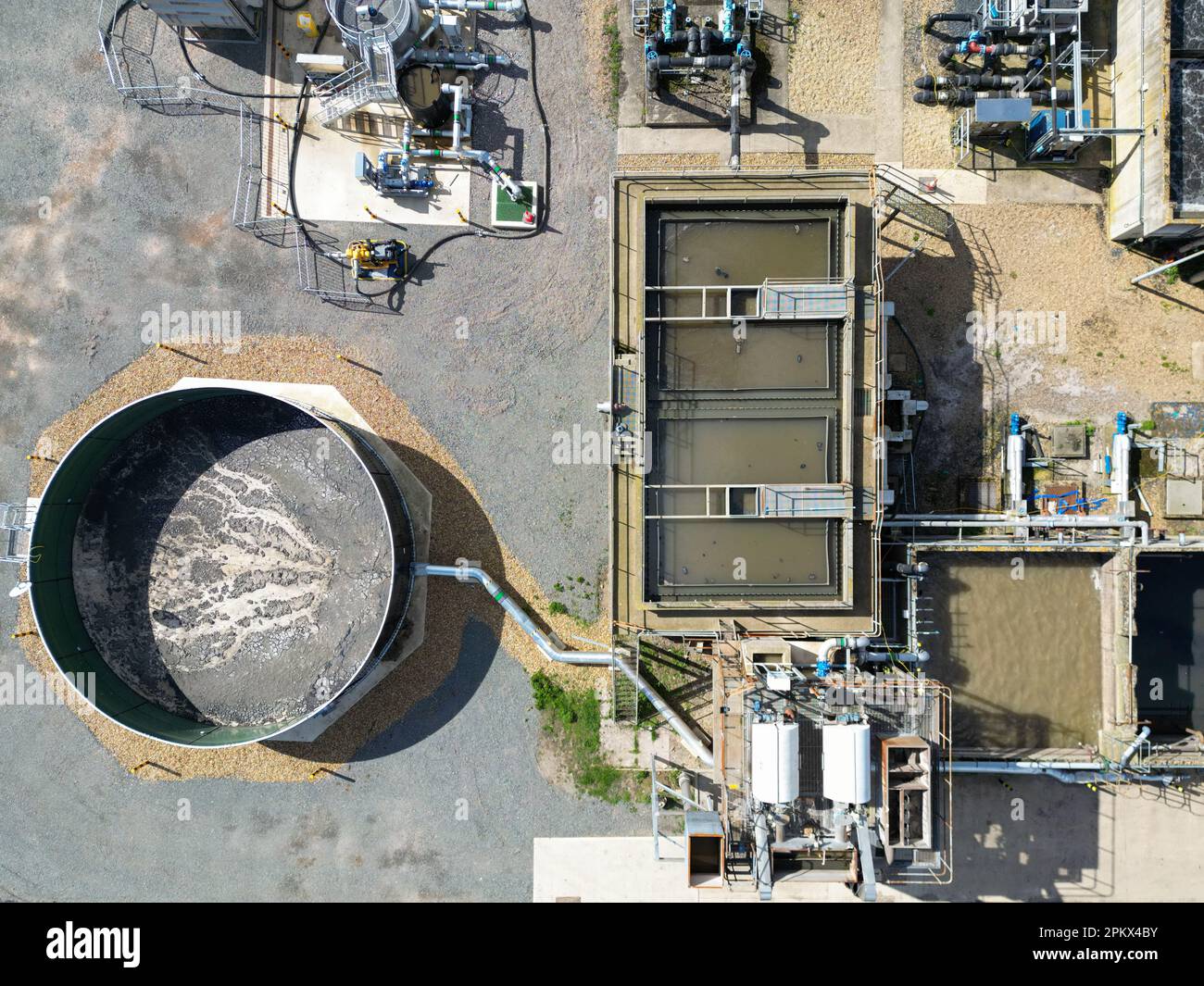 Drone top down view of the main stages of purification as seen in the ...