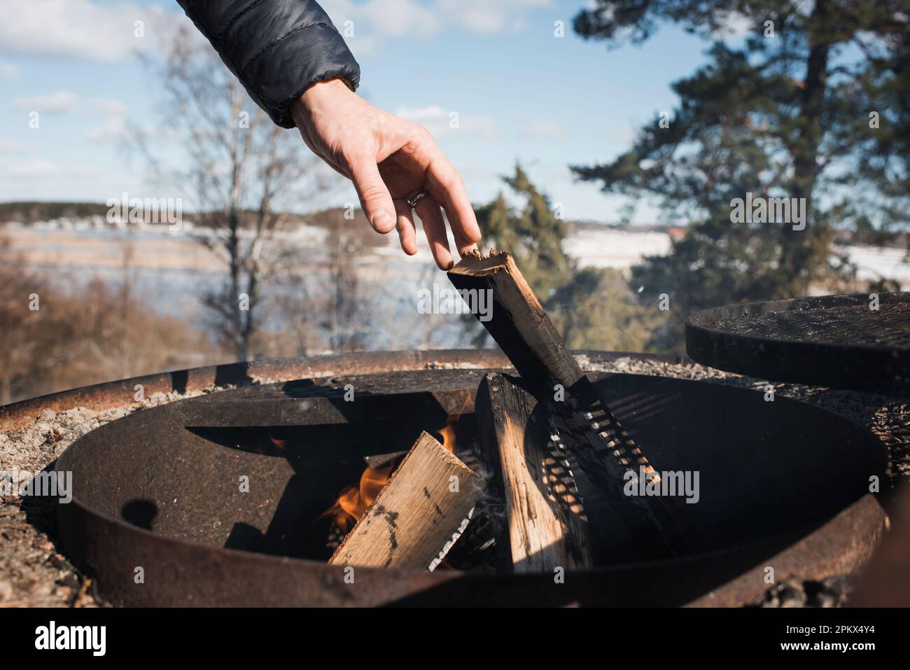 Camp fire smoke with trees hi-res stock photography and images - Alamy