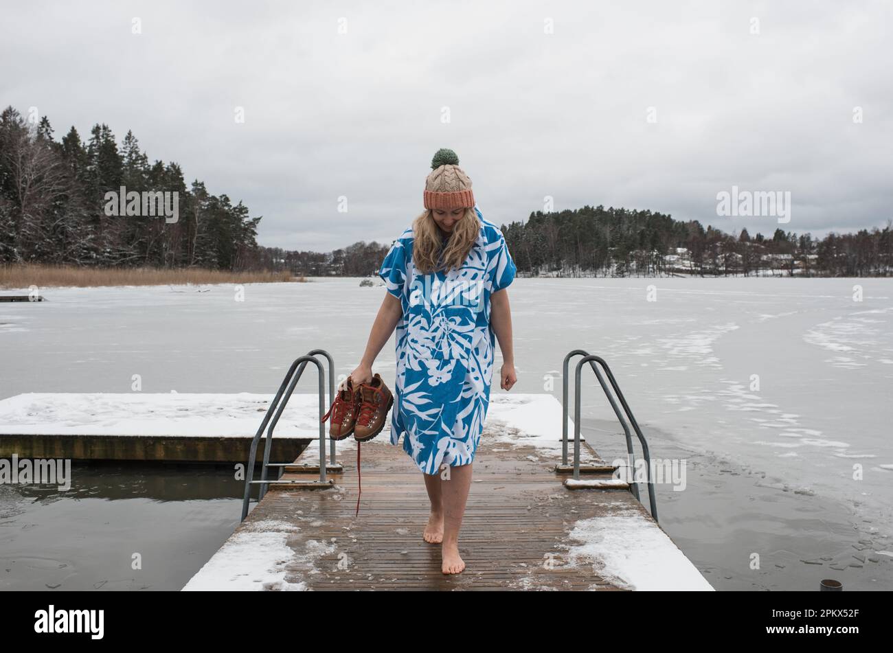 Cold swim woman hi-res stock photography and images - Alamy