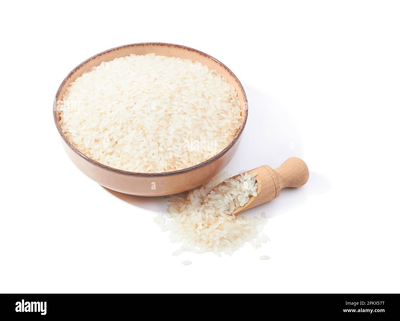 Rice in bowl isolated on white background Stock Photo - Alamy