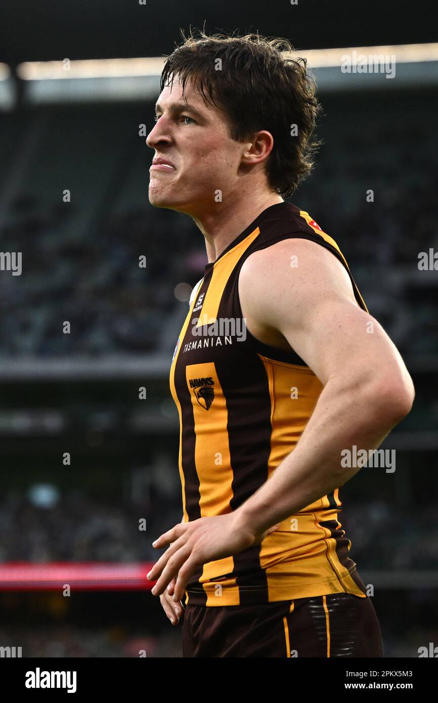Josh Ward of Hawthorn during the AFL Round 4 match between the Geelong ...