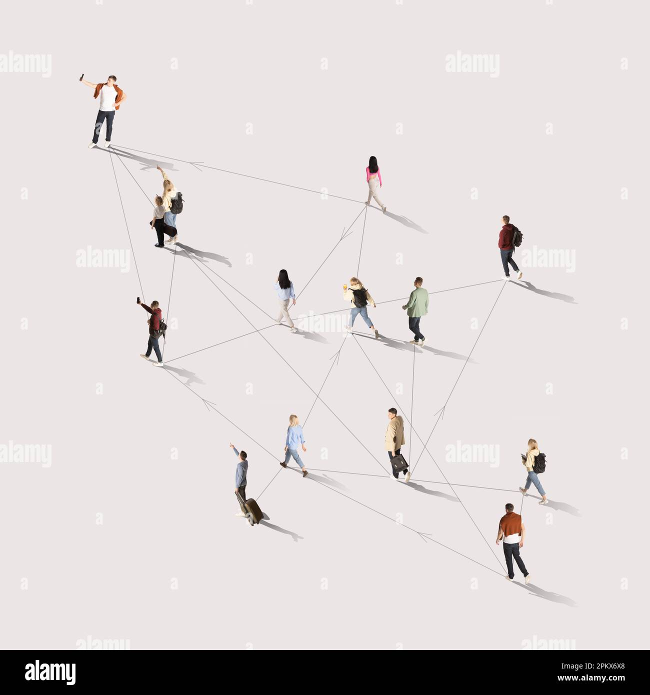 Aerial view on crowd of different people of diverse age and gender ...