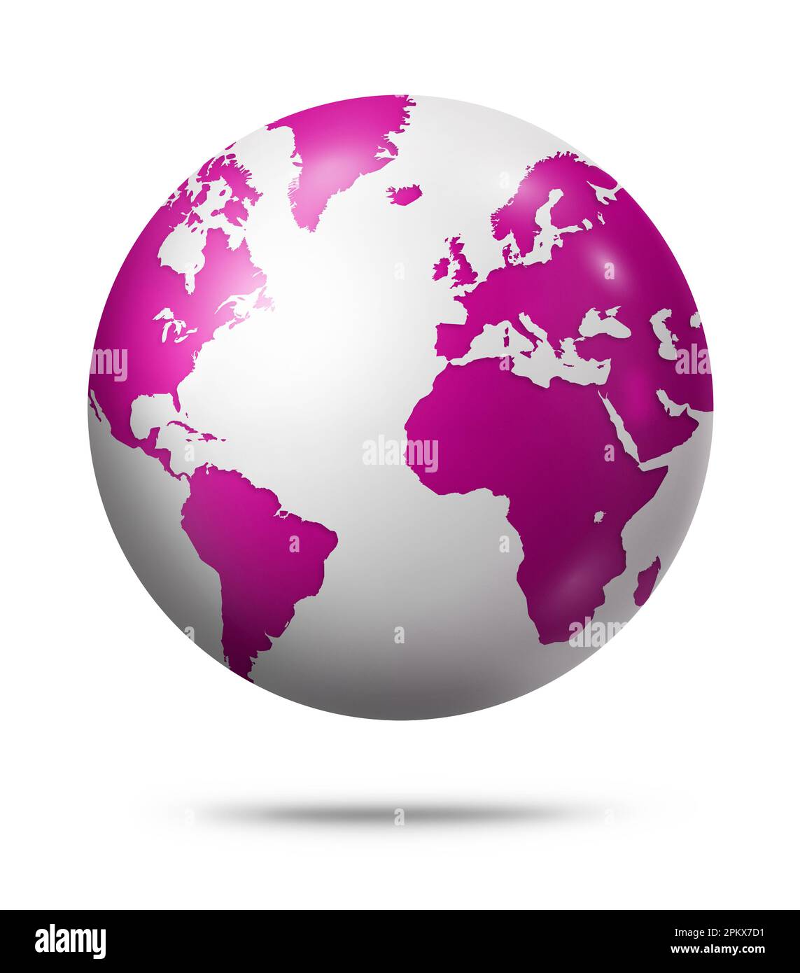 Pink earth globe isolated on white background. 3D illustration Stock ...