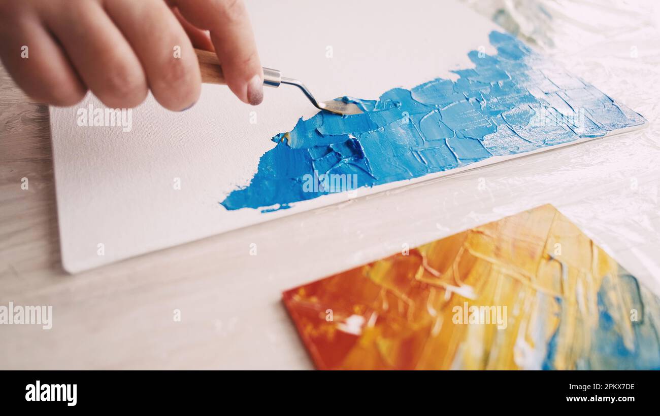 Painting school artwork creation female artist Stock Photo - Alamy