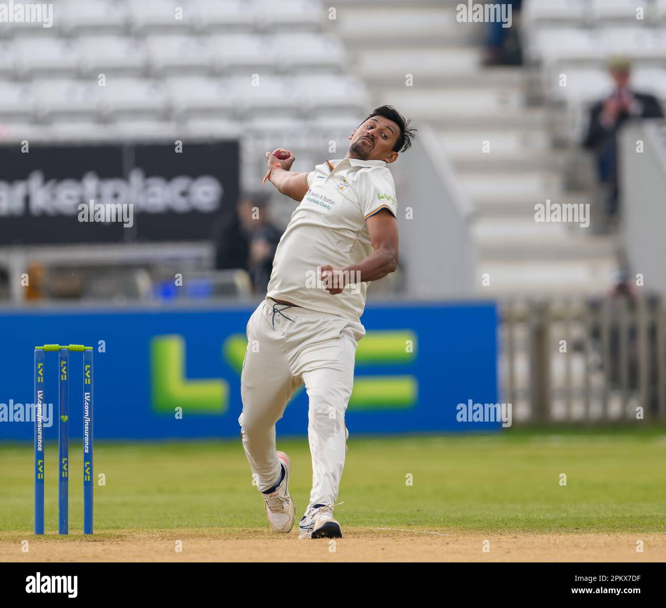 Derbyshire's Suranga Lakmal bowling in a County Championship Match ...
