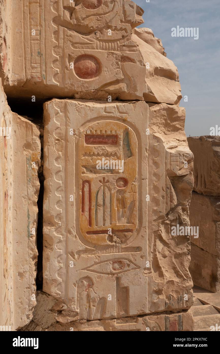 Cartouche on broken block in The Temple of Ramesses II close to the ...