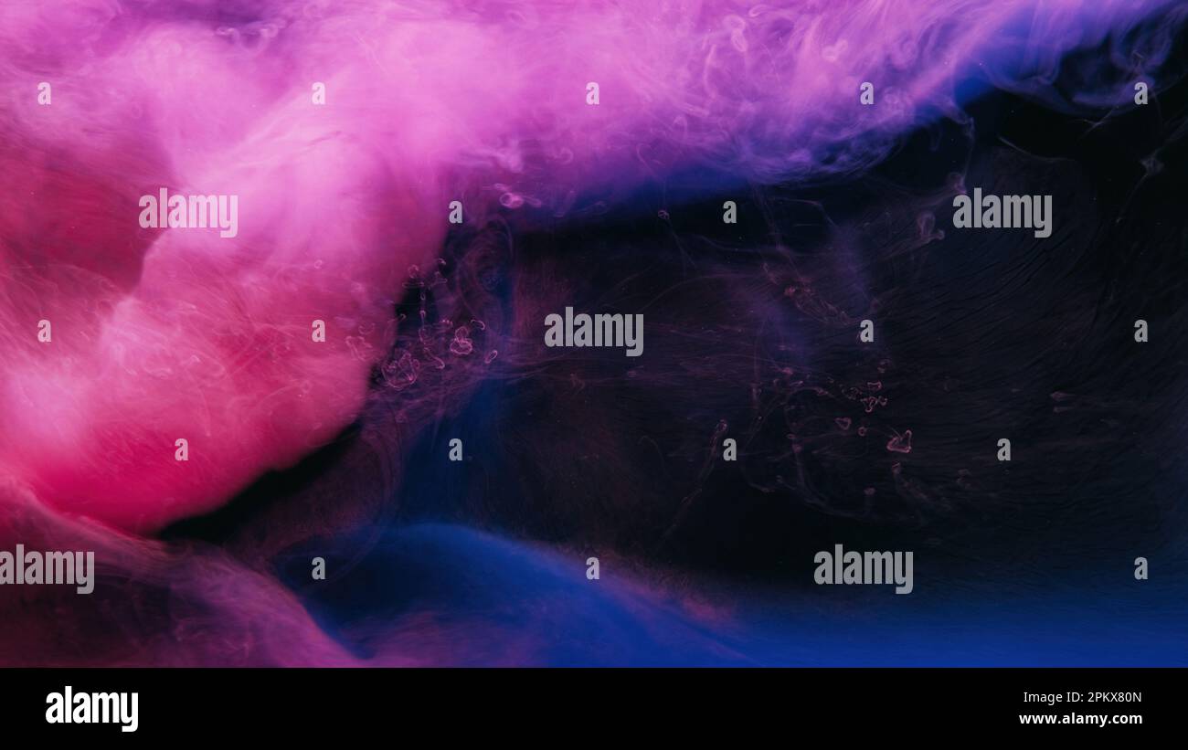 Neon smoke paint water vapor wave pink blue haze Stock Photo - Alamy