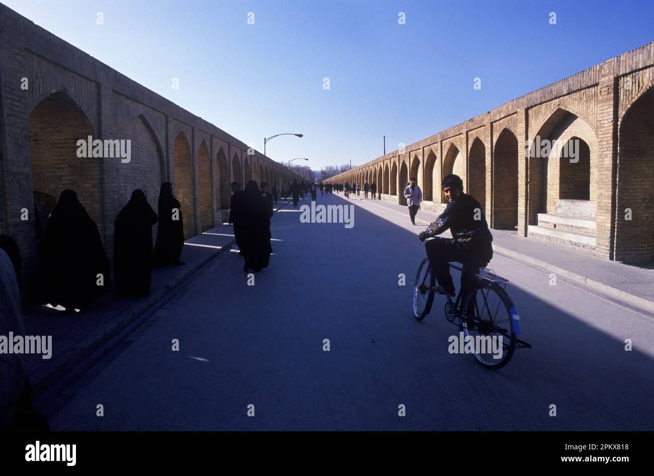Iran, Esfahan, Khaju Bridge, serves as both a bridge and a dam Stock ...