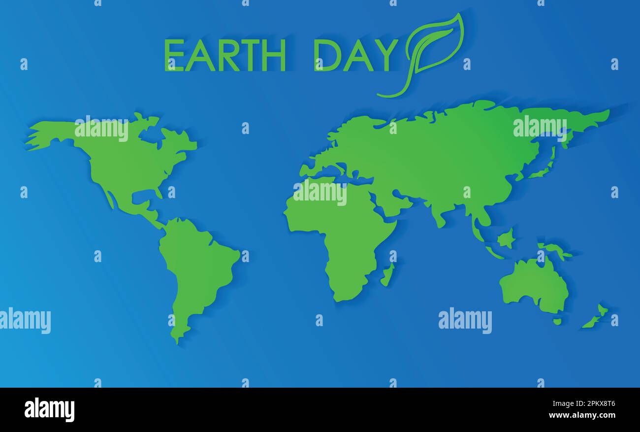 Abstract map of the world, green continents in the blue ocean. The ...