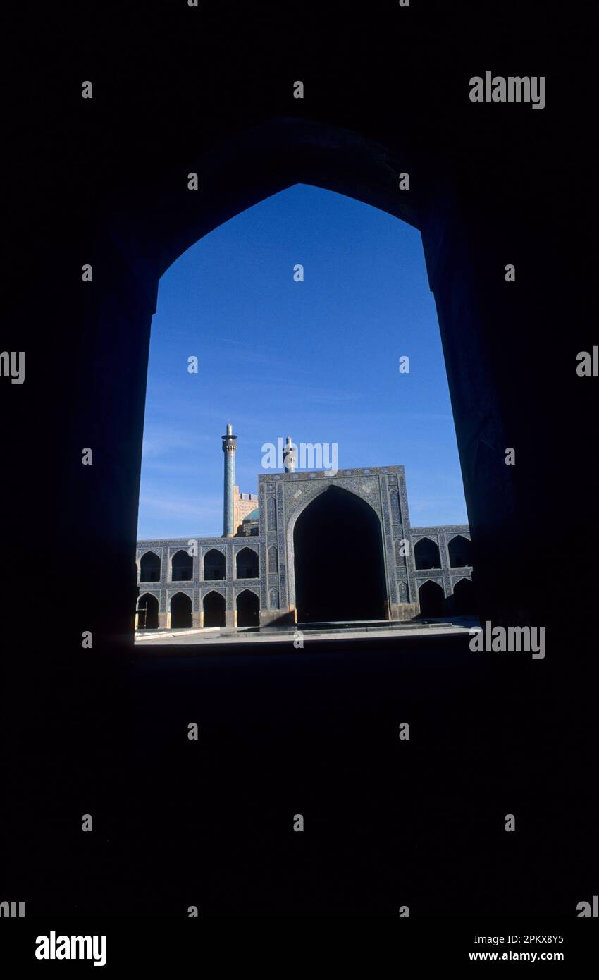 Iran, Esfahan, Masjed-e-Emam mosque view through an archway Stock Photo ...