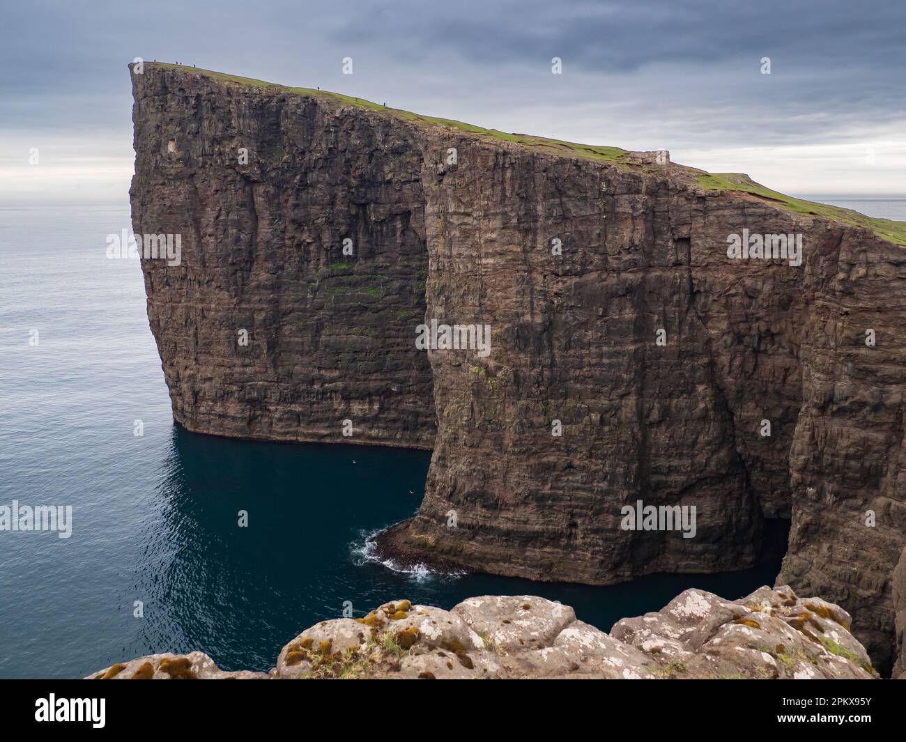 Amazing view for Slave Cliff - mountain peak, Vagar Island, Faroe ...