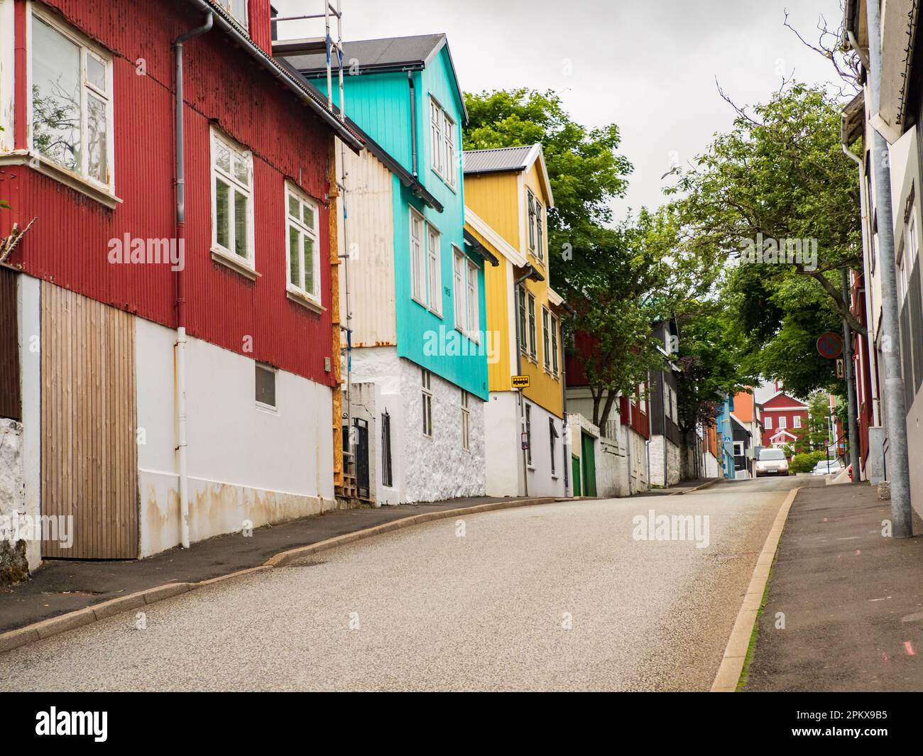Tórshavn, Faroe Islands - July 2021: Street of Torshavn with colorful ...