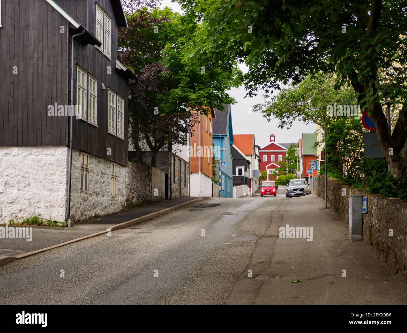 Tórshavn, Faroe Islands - July 2021: Street of Torshavn with colorful ...