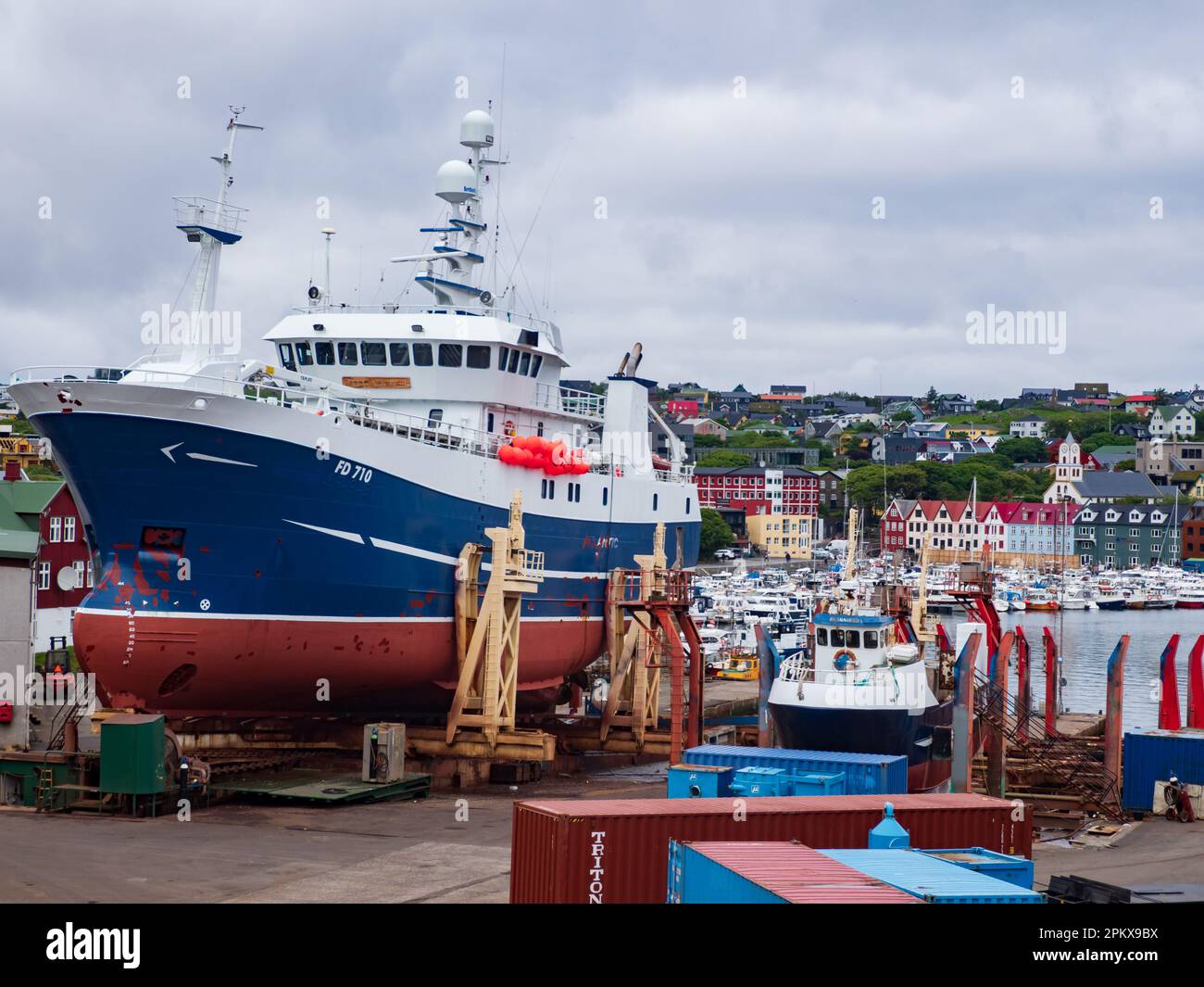 Tórshavn, Faroe Islands - July 2021: Ships in dry dock at the port of ...