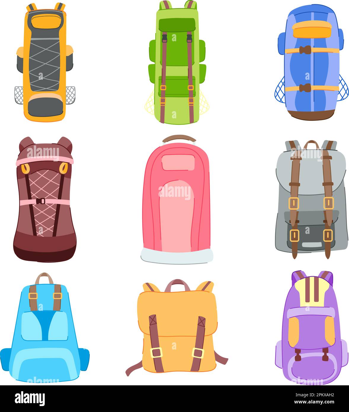 backpack camp set cartoon vector illustration Stock Vector Image & Art ...