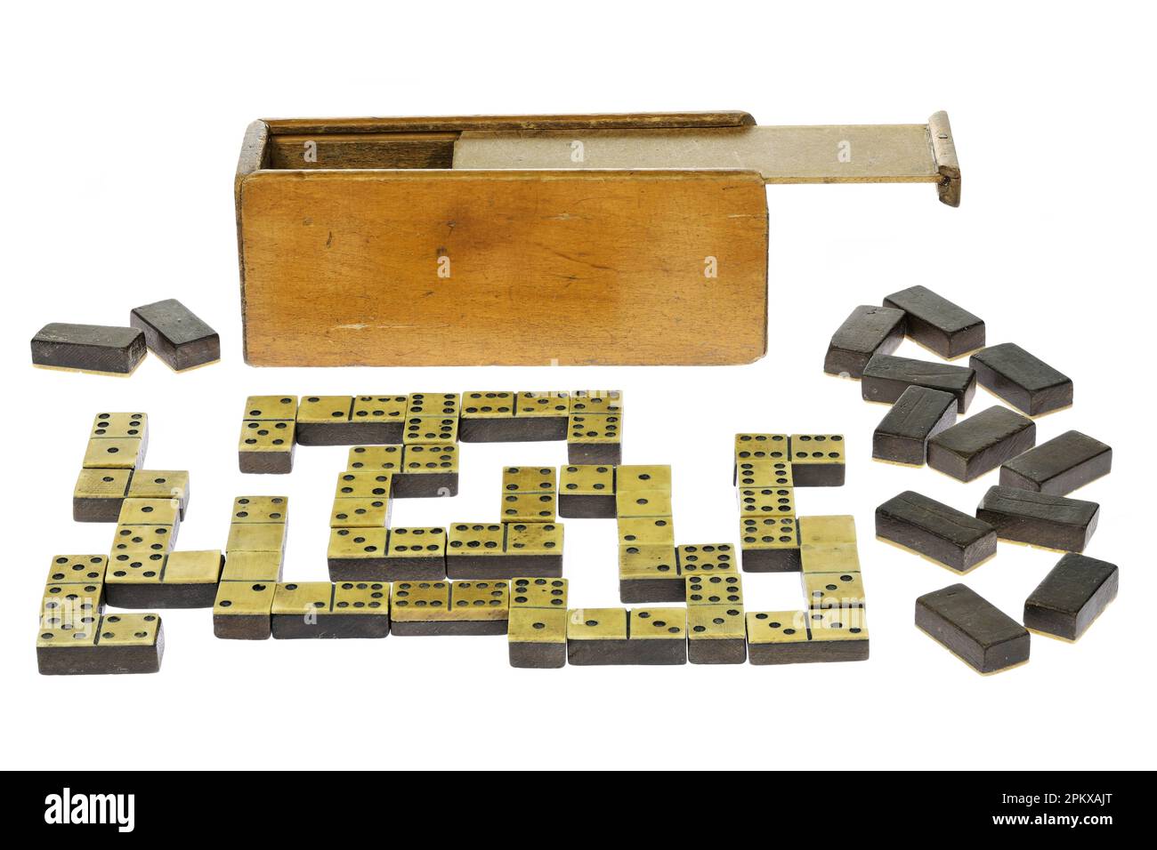 vintage domino set isolated on white background Stock Photo - Alamy