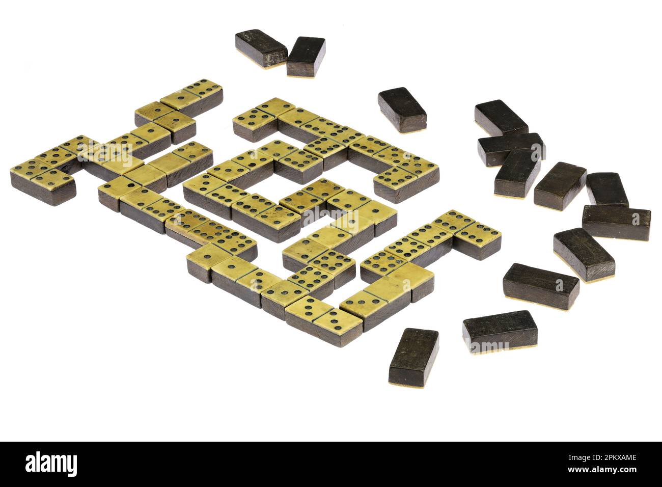 vintage domino set isolated on white background Stock Photo - Alamy