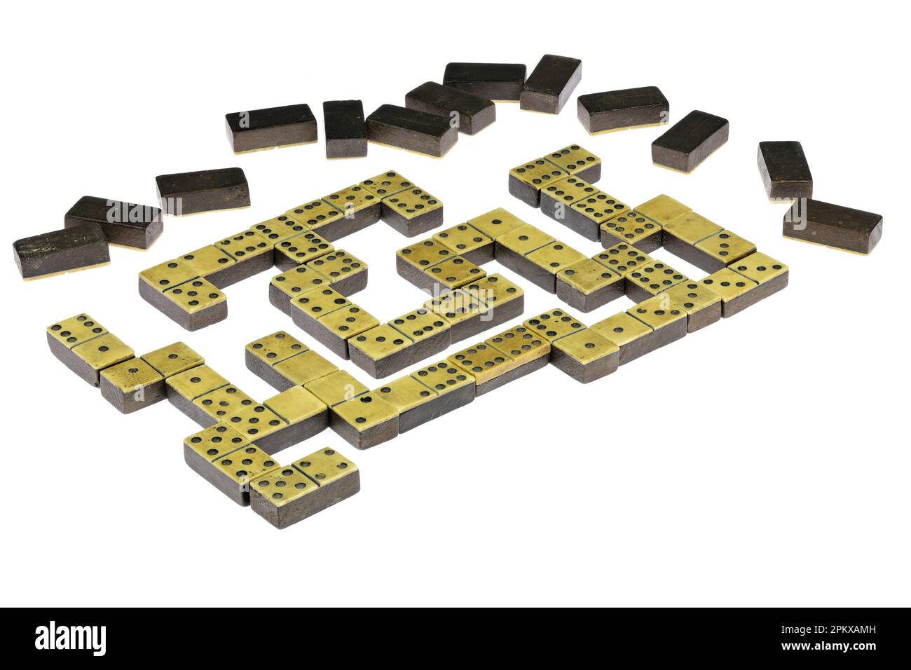 vintage domino set isolated on white background Stock Photo - Alamy
