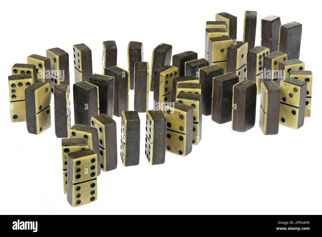 vintage domino set isolated on white background Stock Photo - Alamy