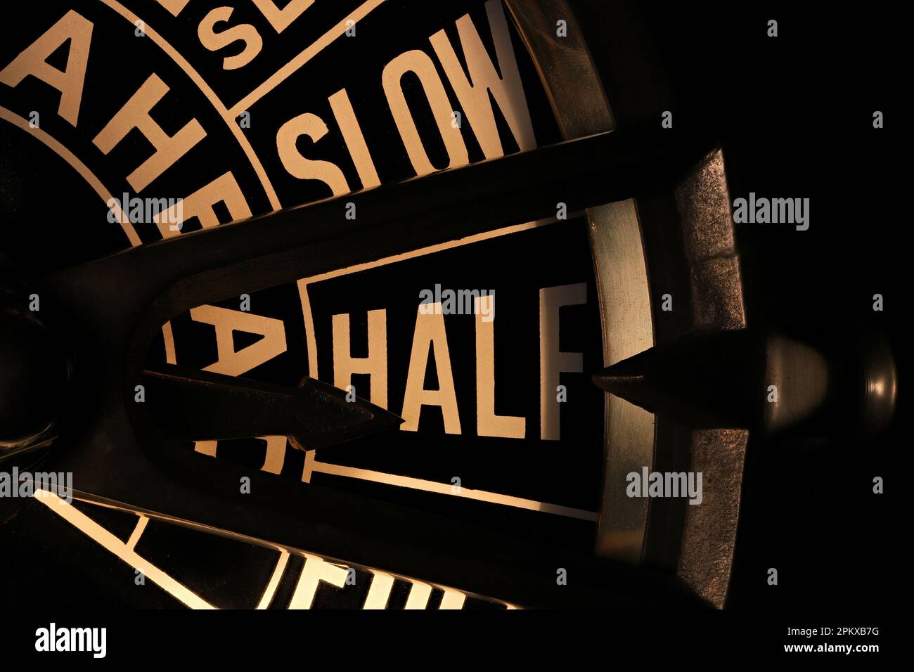 engine order telegraph in half ahead position Stock Photo - Alamy