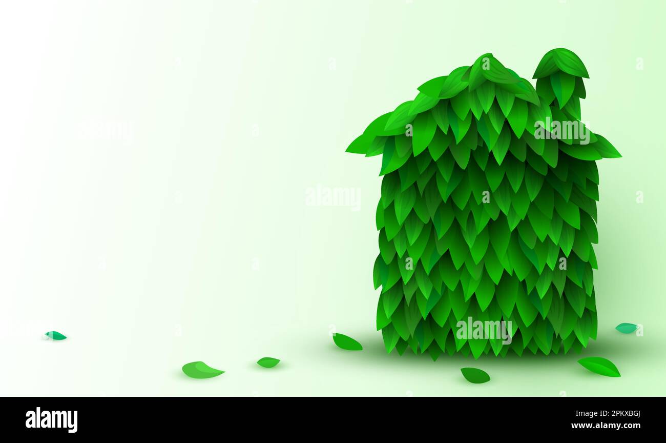 House made from leaves. The concept of green energy and ecology. Vector ...