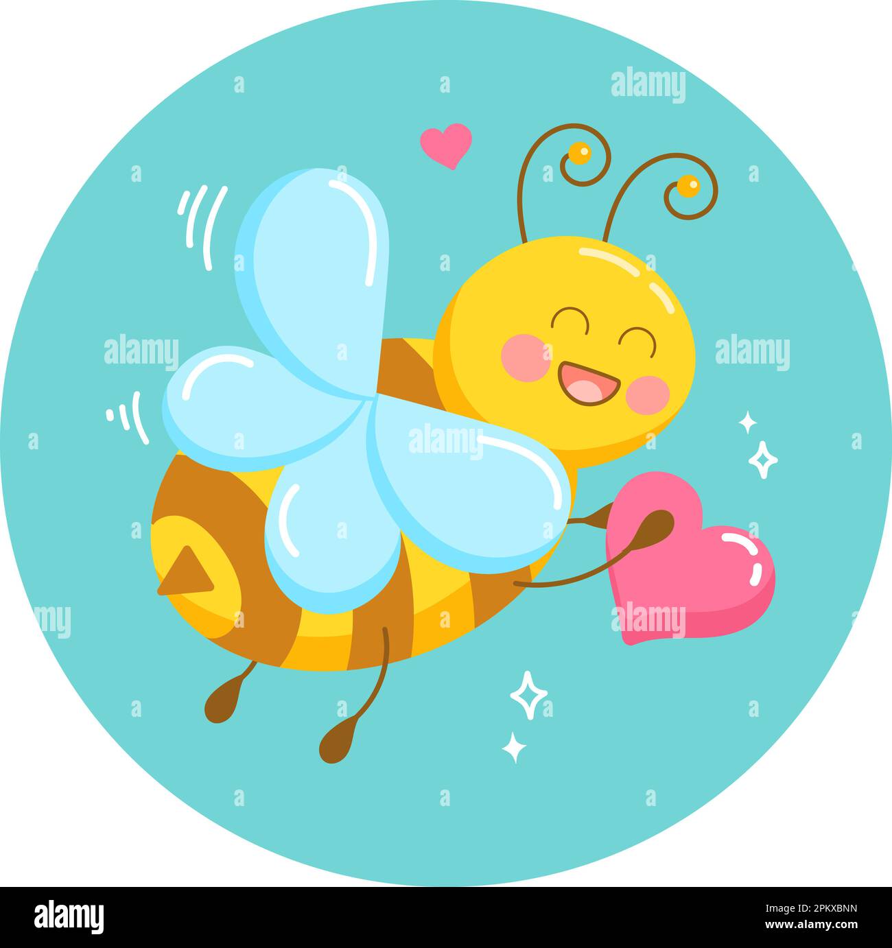 Vector illustration of happy bee with heart Stock Vector Image & Art ...