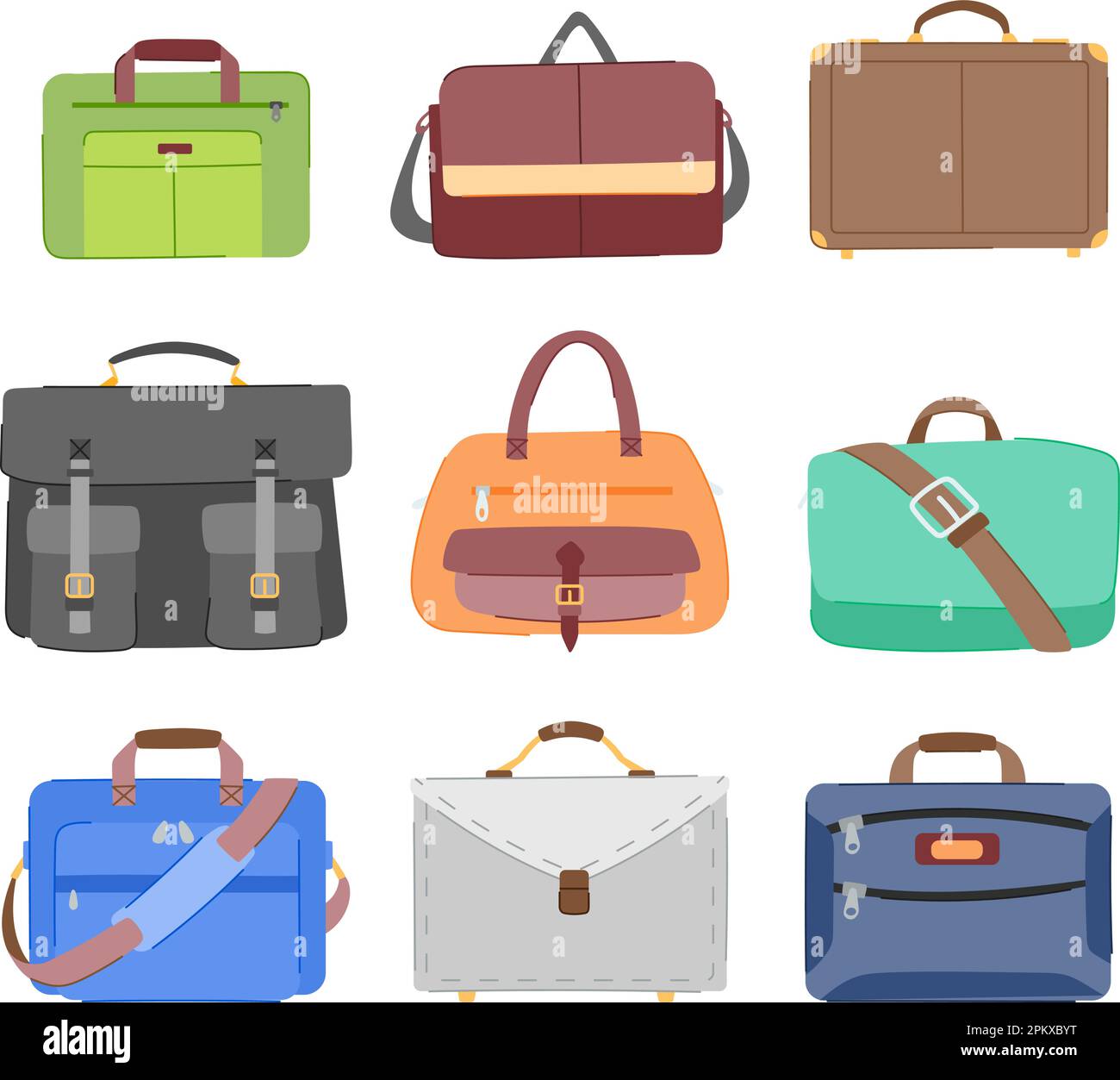 briefcase for men set cartoon vector illustration Stock Vector Image ...