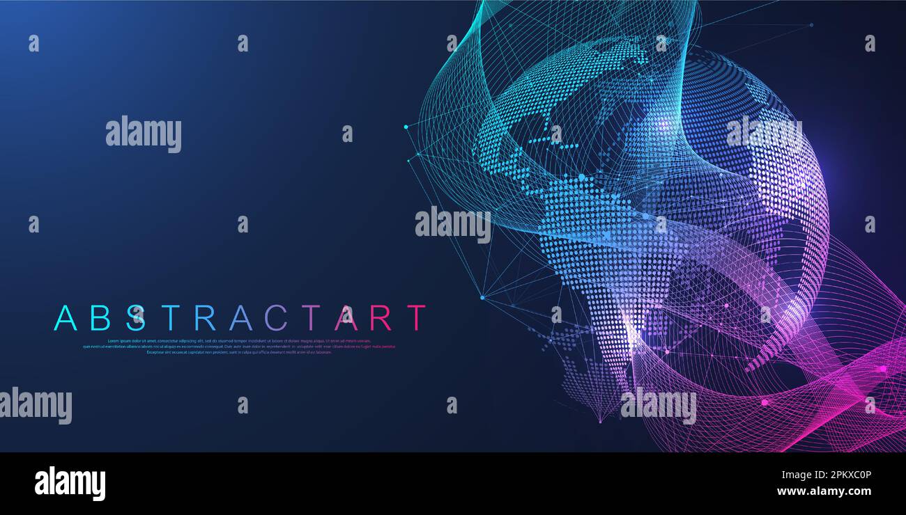Global network connection concept. Big data visualization. Social ...