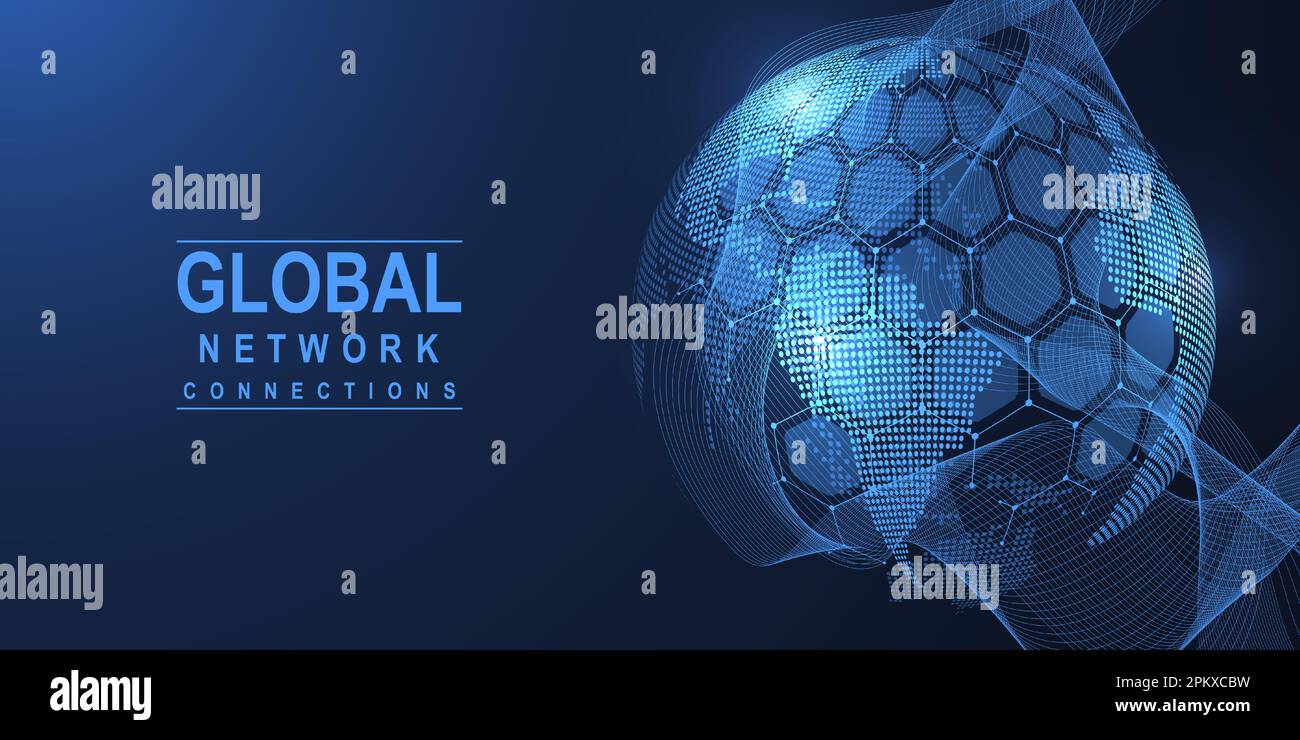 Global network connection concept. Big data visualization. Social ...
