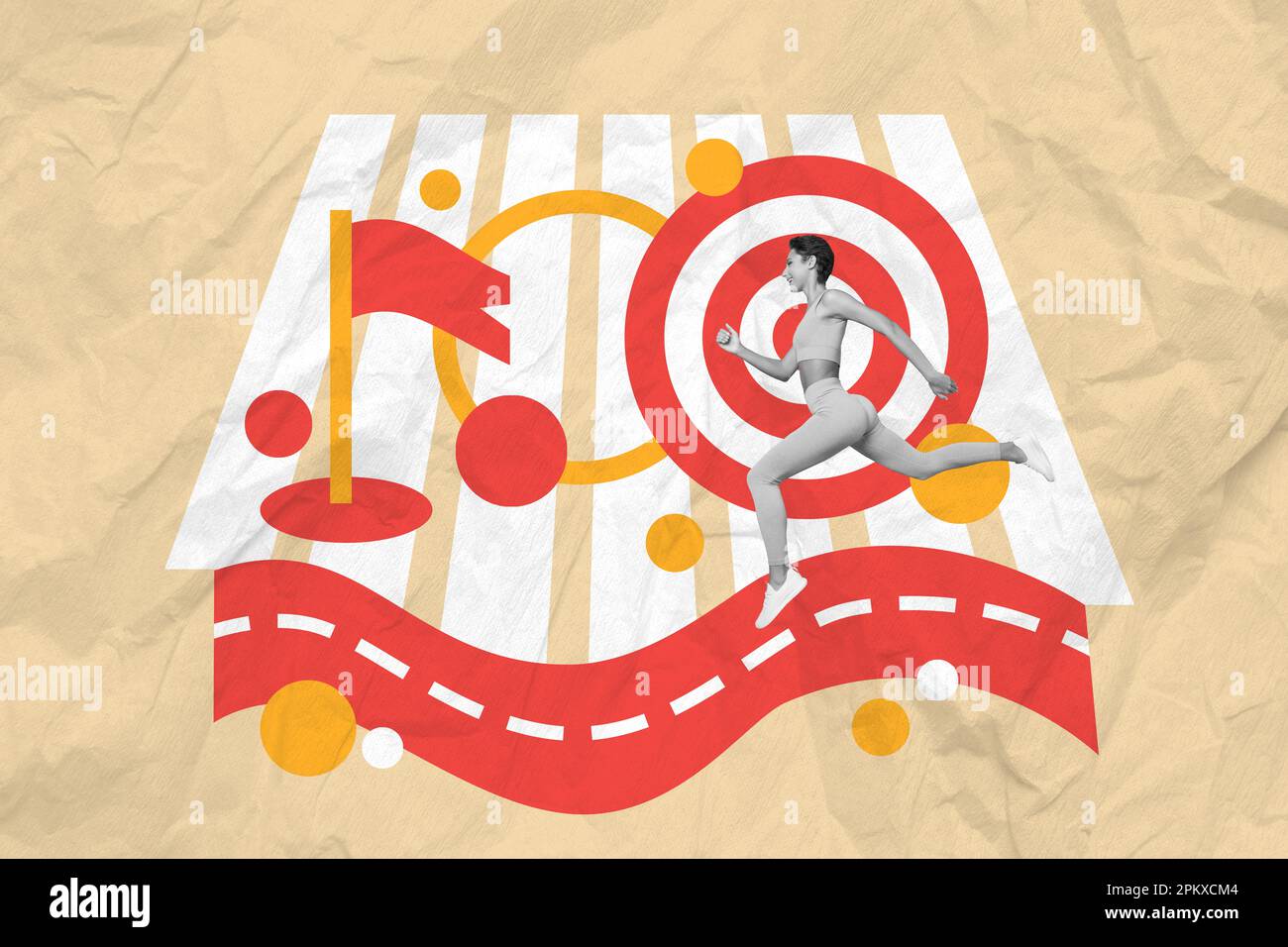 Creative template photo collage of young professional sportswoman ...