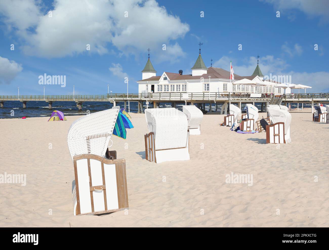 Beach and Pier of Ahlbeck on Usedom,baltic Sea,Mecklenburg-Vorpommern ...