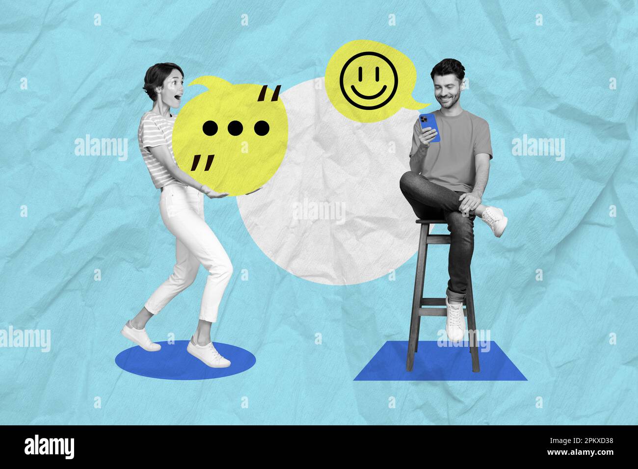 Creative artwork concept 3d photo collage of positive optimistic funky ...